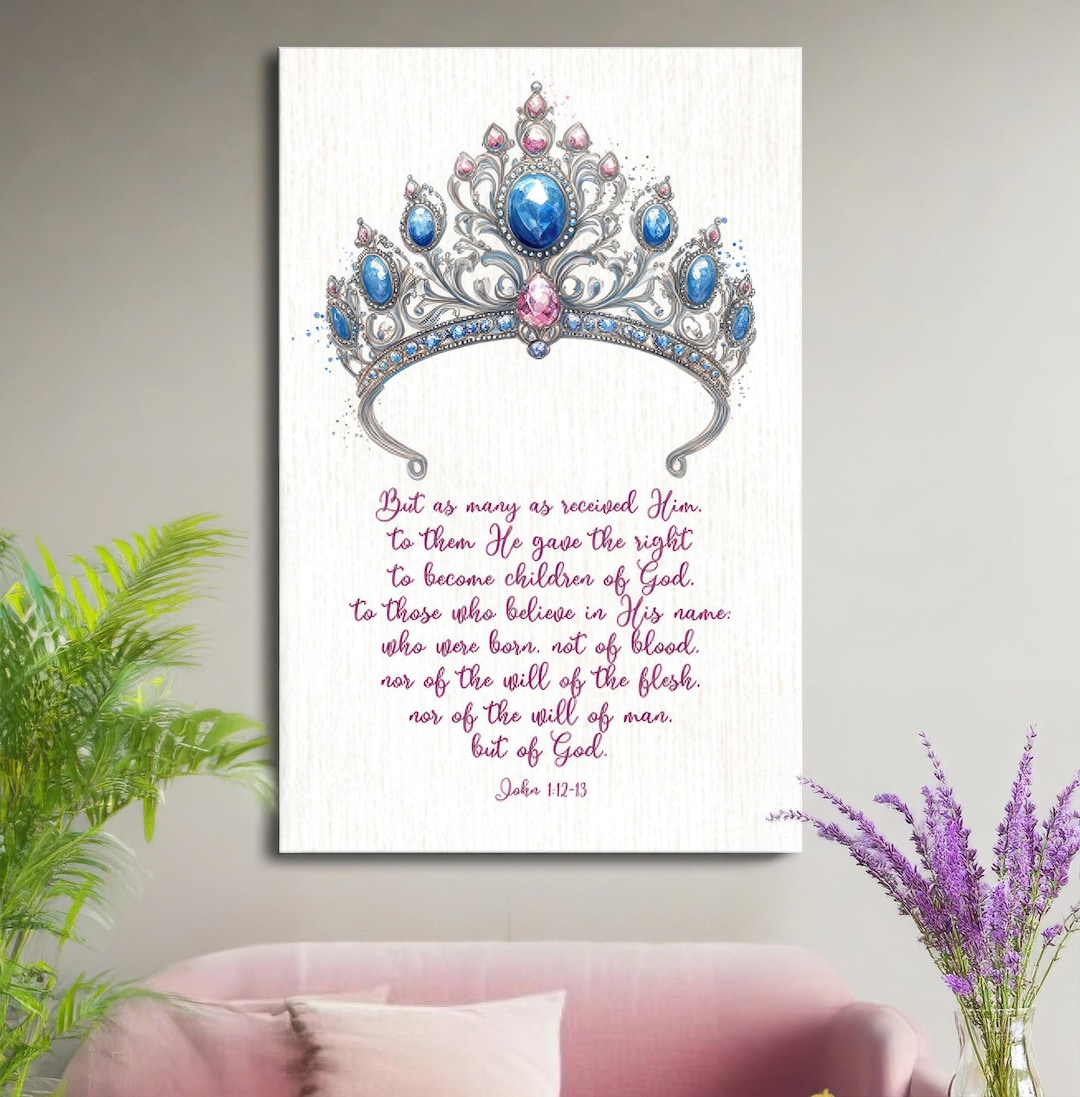 Christian Wall Sign, Bible Verse Crowns Wall Art on Canvas, Watercolor ...