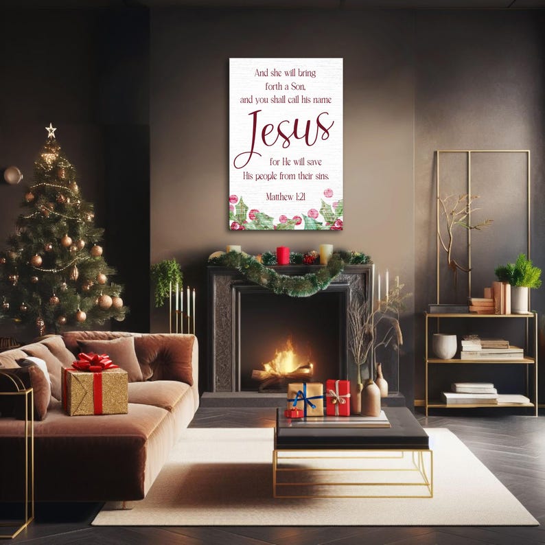 Christmas Bible Verse Wall Sign, Birth of Jesus Home Decor, Rustic ...