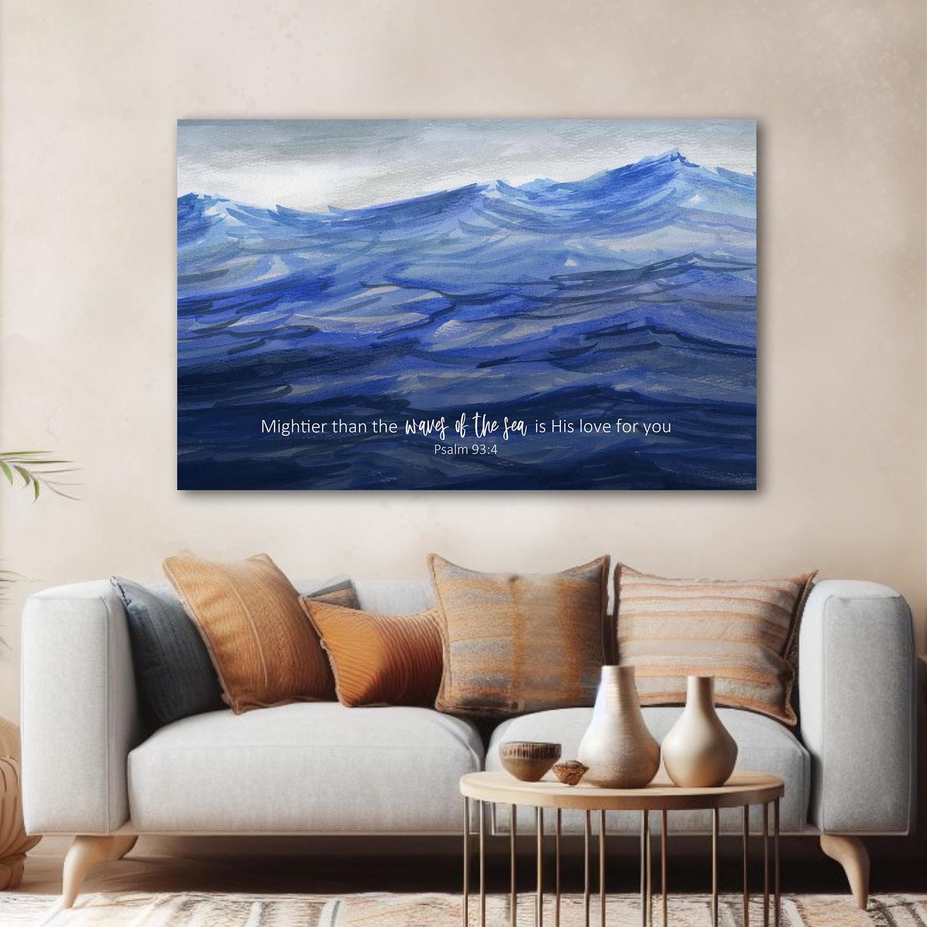 Bible Verse Print Mightier Than the Waves of the Sea Art Coastal ...
