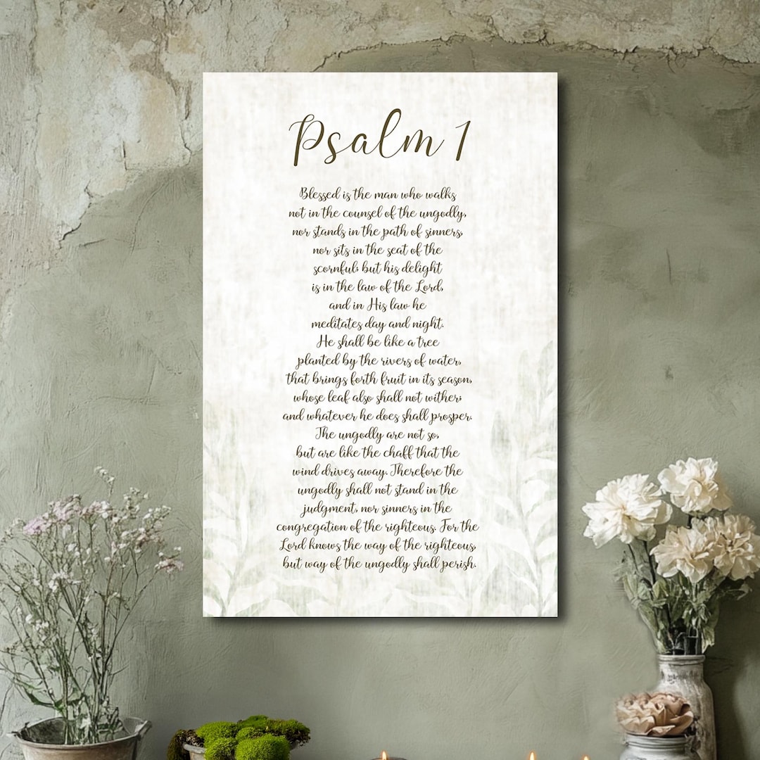 Psalm 1 Wall Art, Christian Scripture Home Decor, Bible Verse Text Wall ...