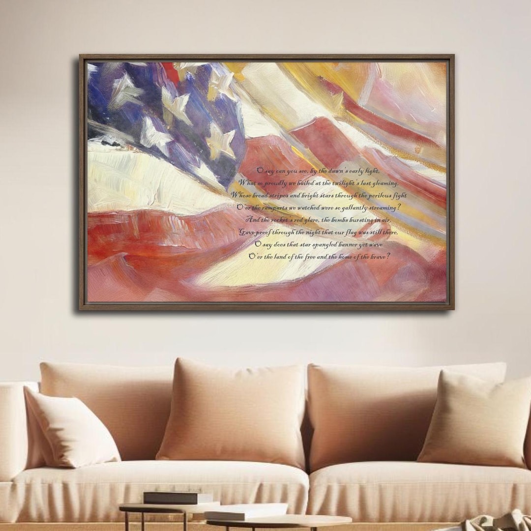 Star Spangled Banner Framed Wall Art, Patriotic Canvas Wall Art ...