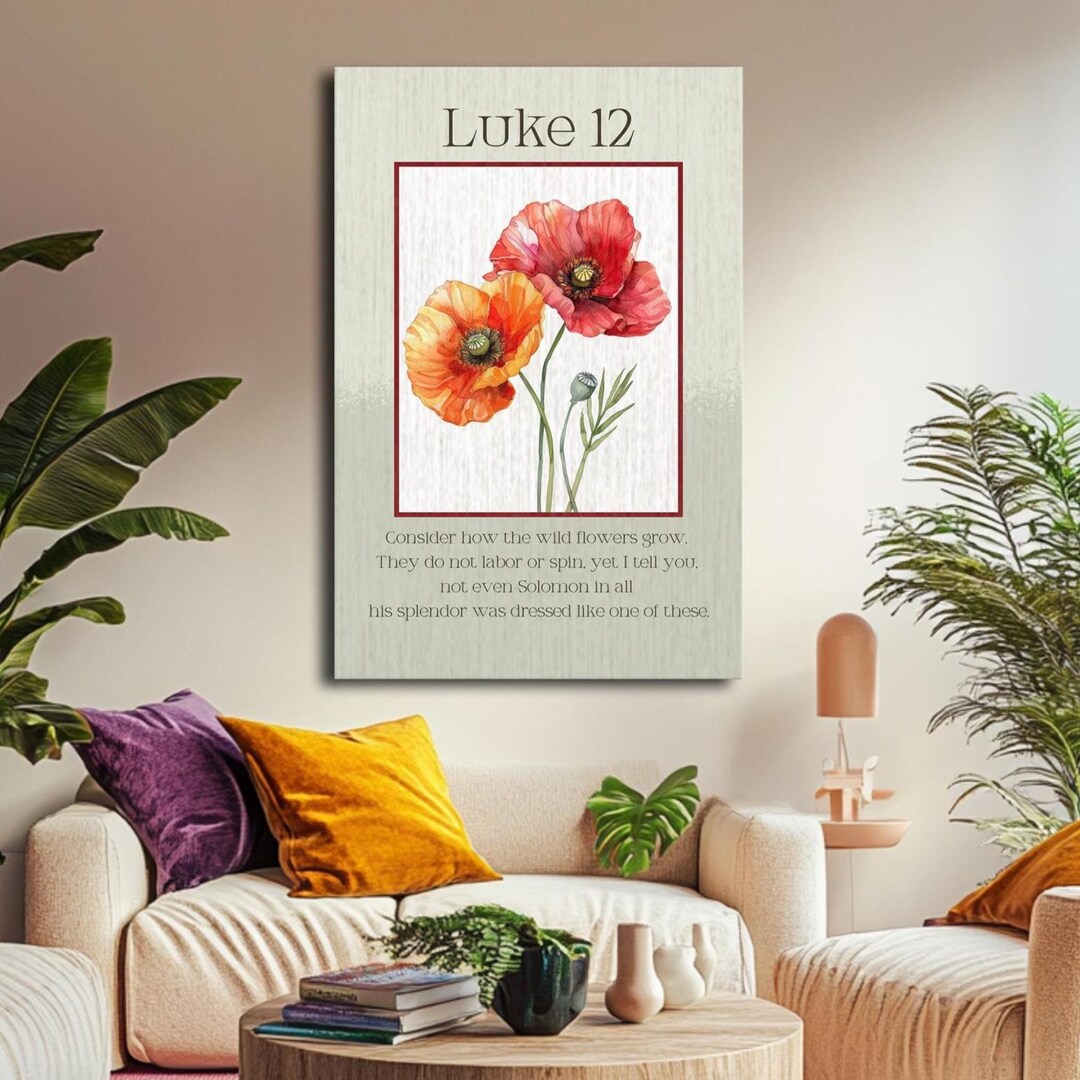Christian Wall Art, Physical Print Bible Verse Home Decor, Red Poppy ...