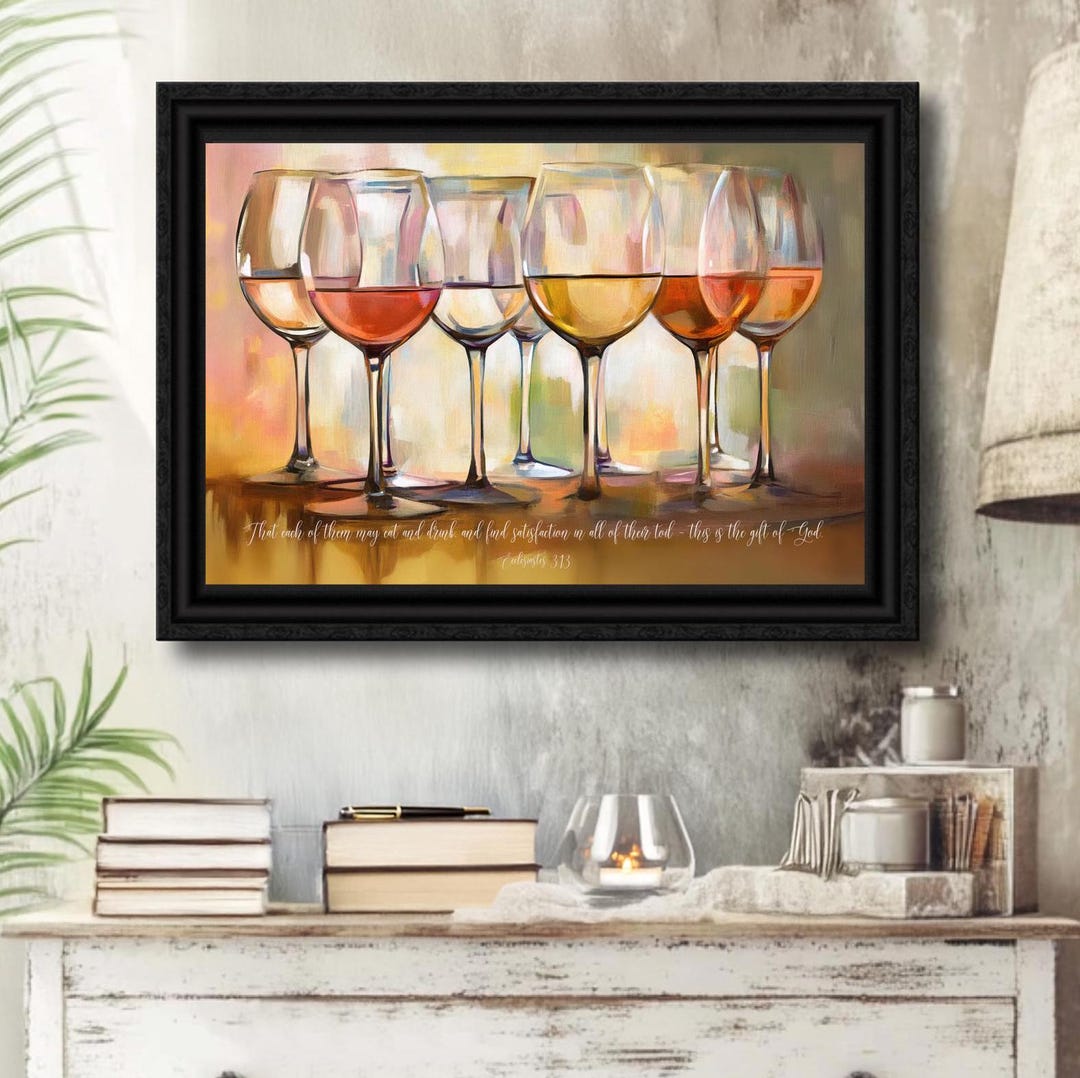 Bible Verse Wine Wall Art, Christian Scripture Wall Print, Kitchen ...