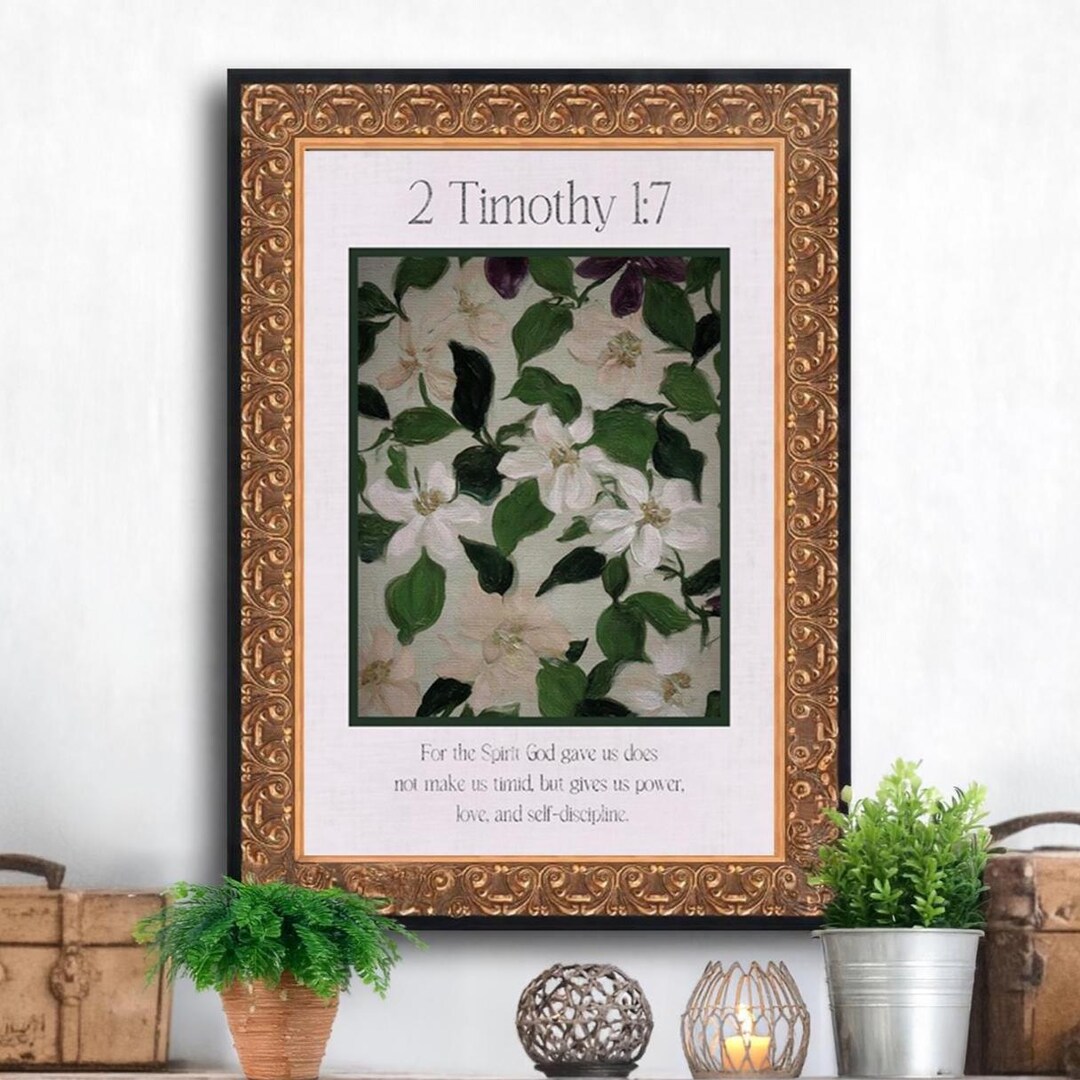 Christian Wall Art Print Scripture Home Decor 2 Timothy Wall Sign ...