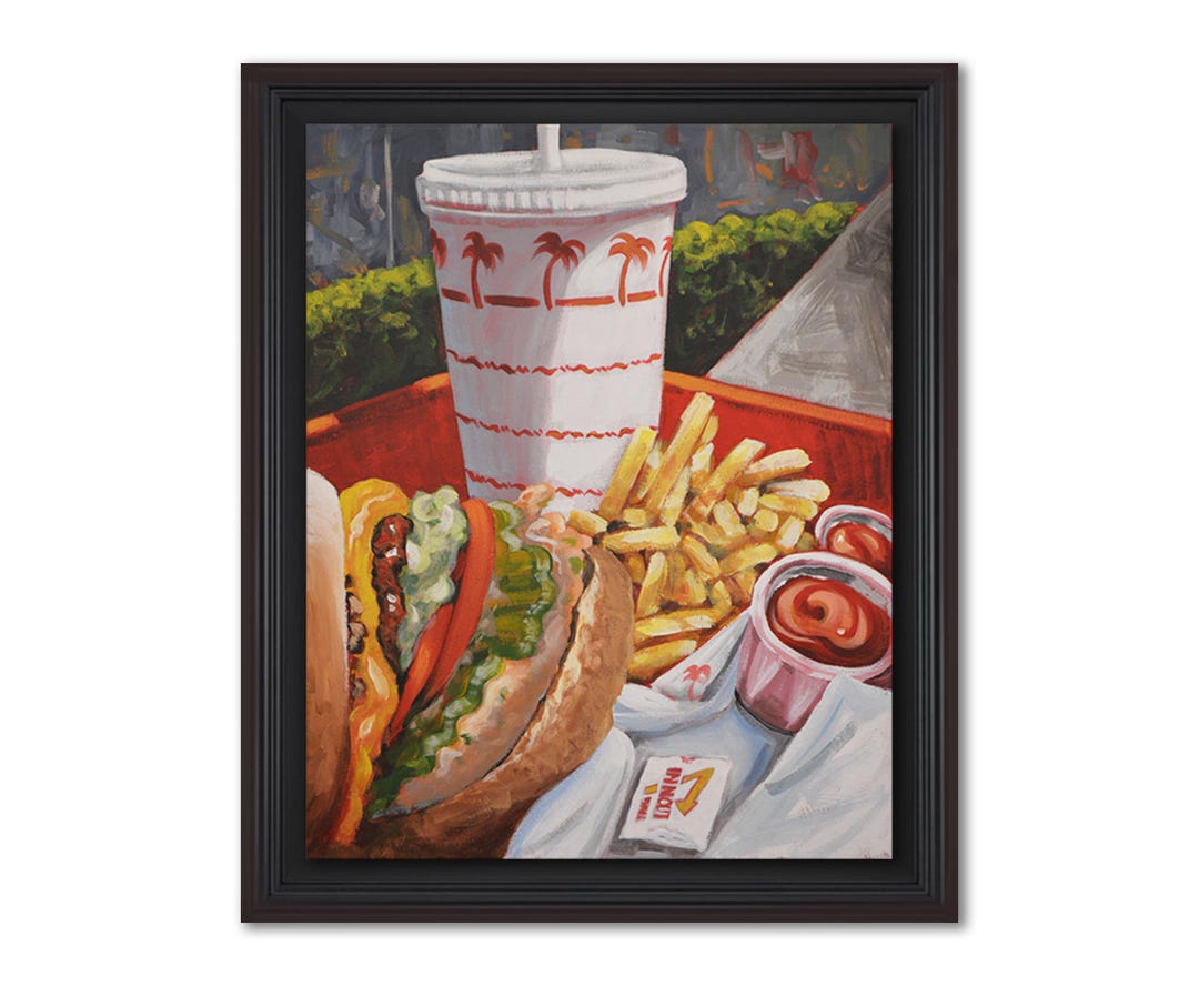 In N Out Art Burger Fries Drink Shake Fast Food Painting Kitchen Decor ...