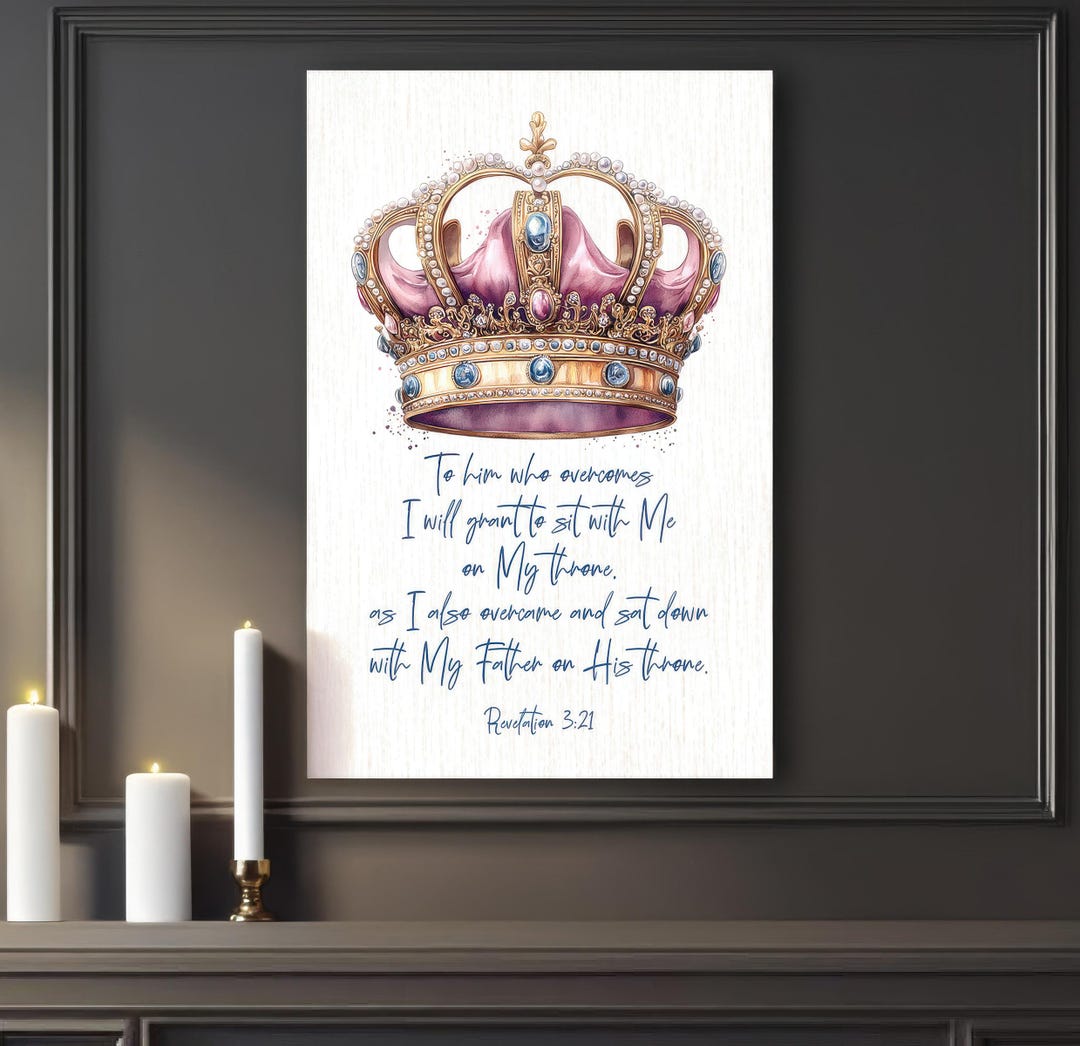Christian Wall Sign, Bible Verse Crowns Wall Art on Canvas, Watercolor ...