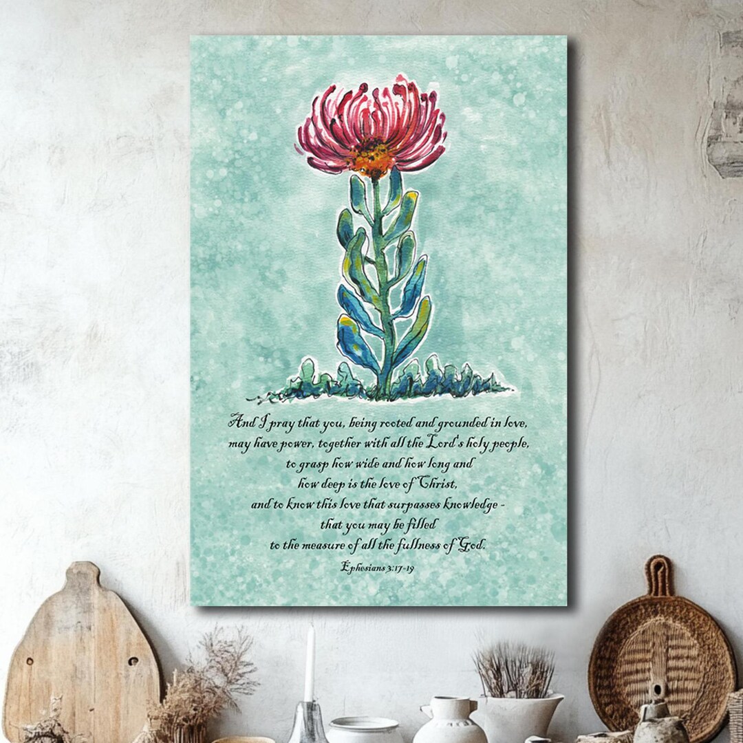 Bible Verse Wall Art, Scripture Sign, Christian Gardening Gift, Being Rooted and Grounded in ...