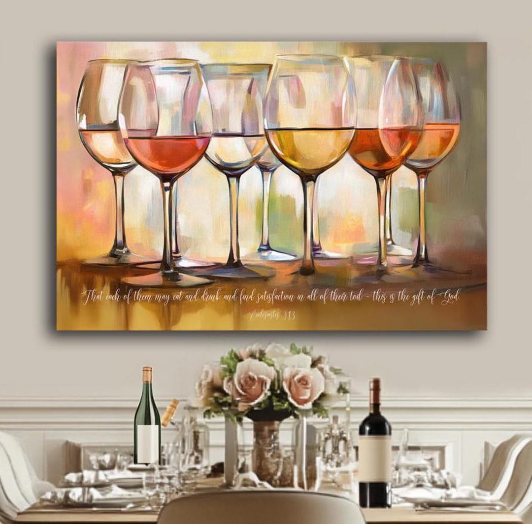 Bible Verse Wine Wall Art, Christian Scripture Wall Print, Kitchen ...