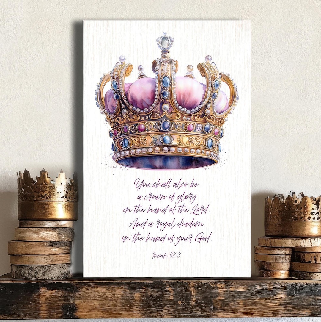 Christian Wall Sign, Bible Verse Crowns Wall Art on Canvas, Watercolor ...