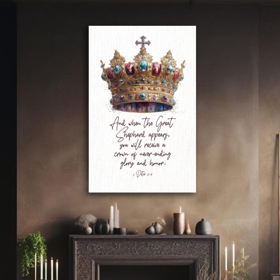 Christian Wall Sign, Bible Verse Crowns Wall Art on Canvas, Watercolor ...