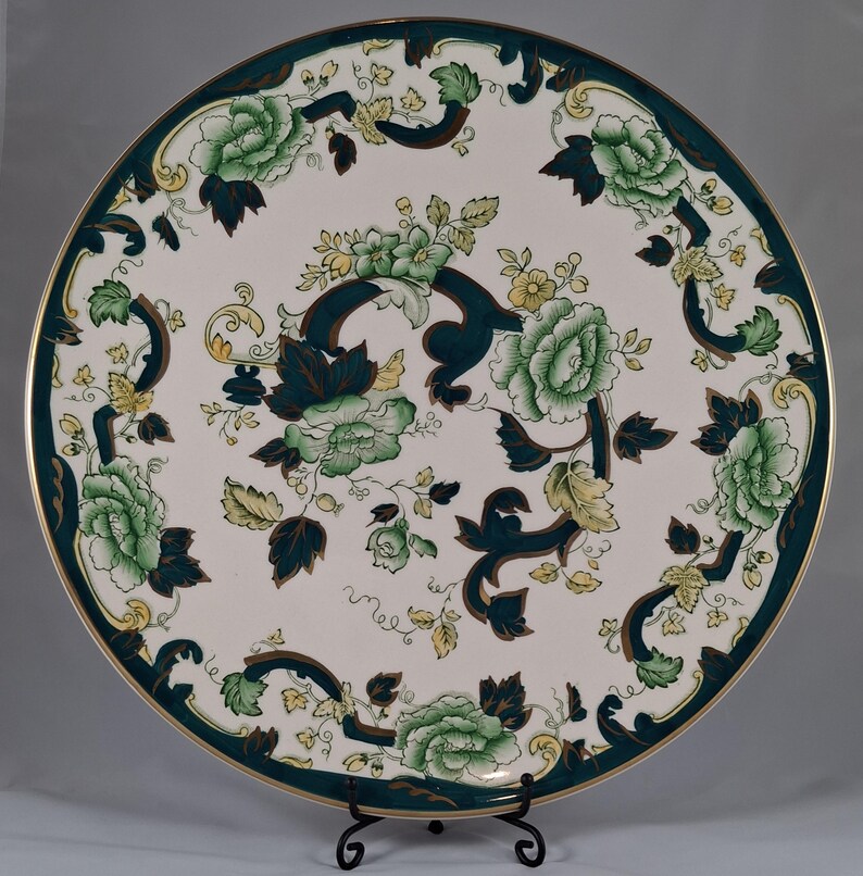 Vintage Masons Ironstone 'chartreuse' Floral Plates: Green & White ...