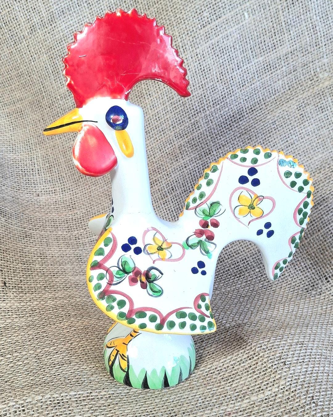 Vintage Hand Painted Portugal Rooster Figurine | Colorful Farmhouse ...