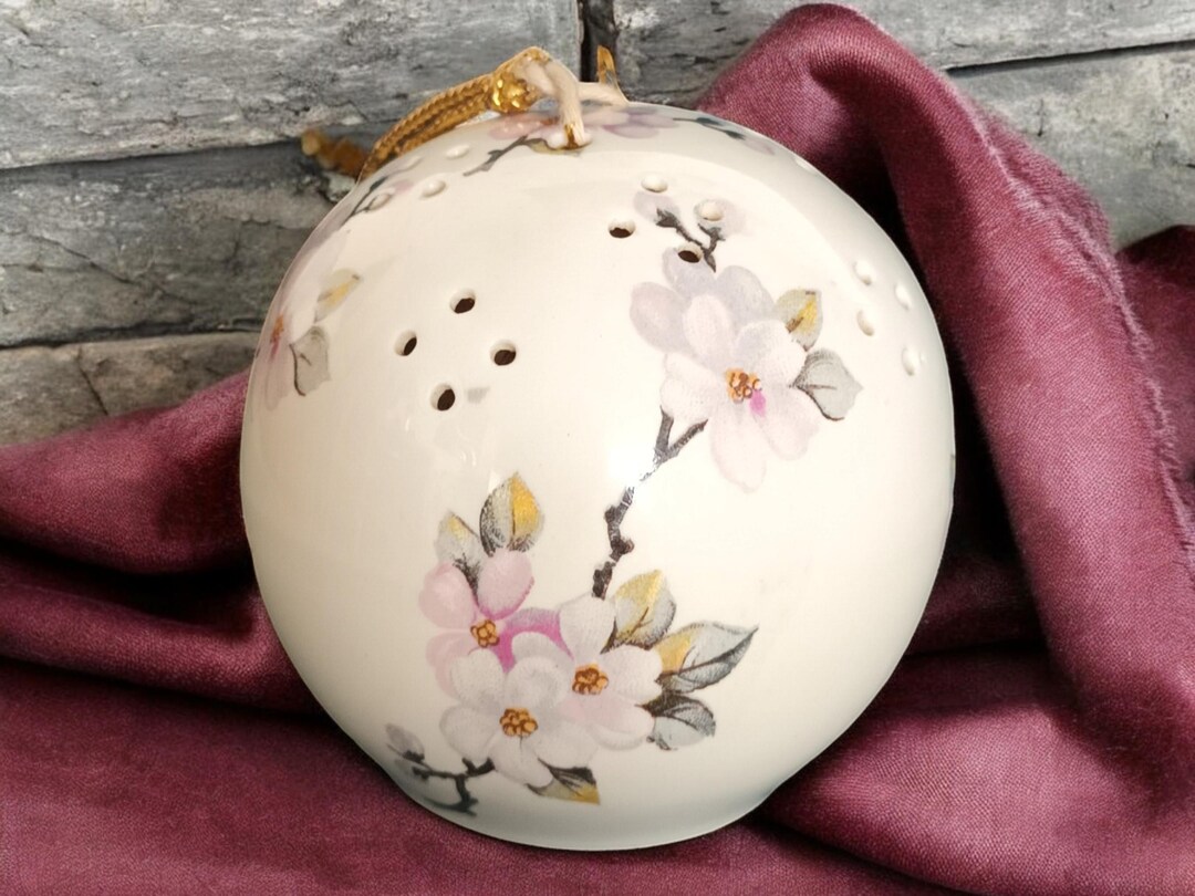 Vintage Porcelain Round Pomander Potpourri Ball With Floral Japan - Etsy