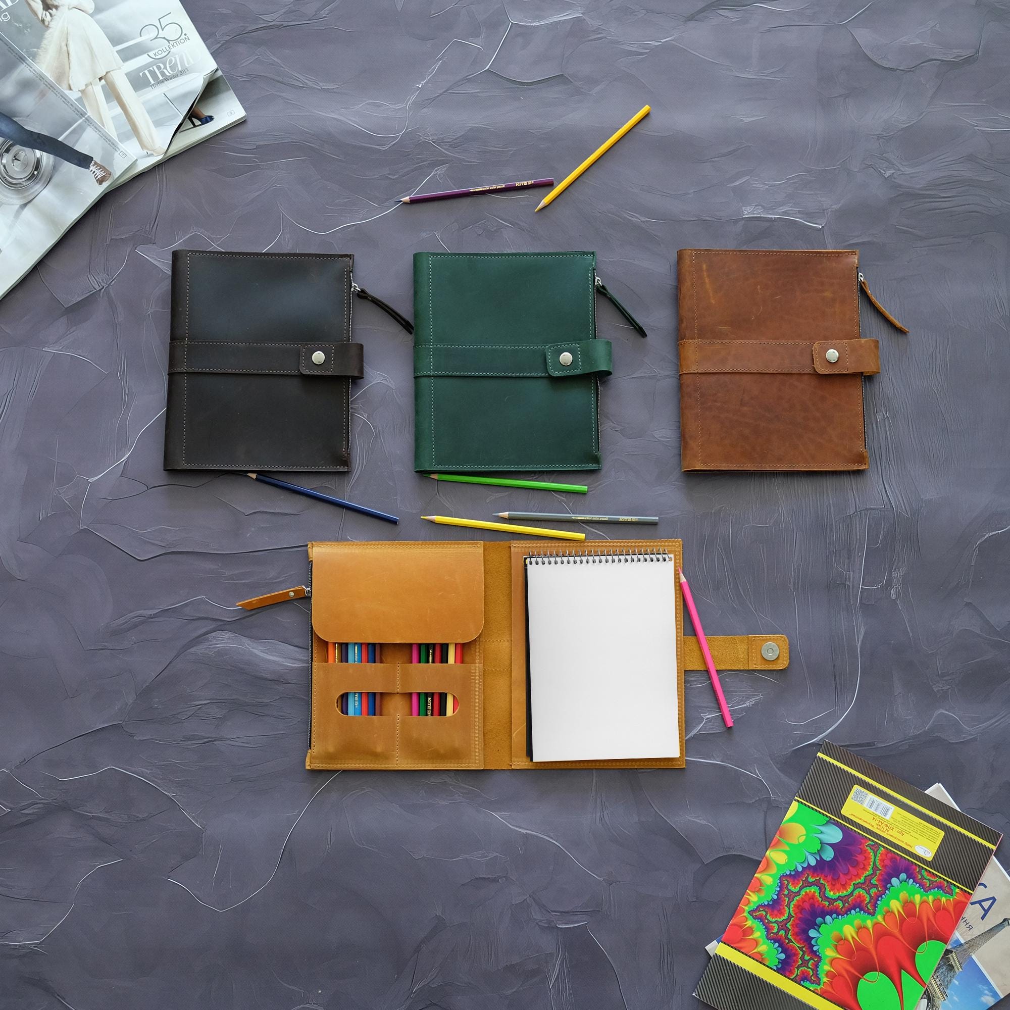 Personalized Leather Sketchbook Cover, Sketch Book Holder A4 A5 B5 ...