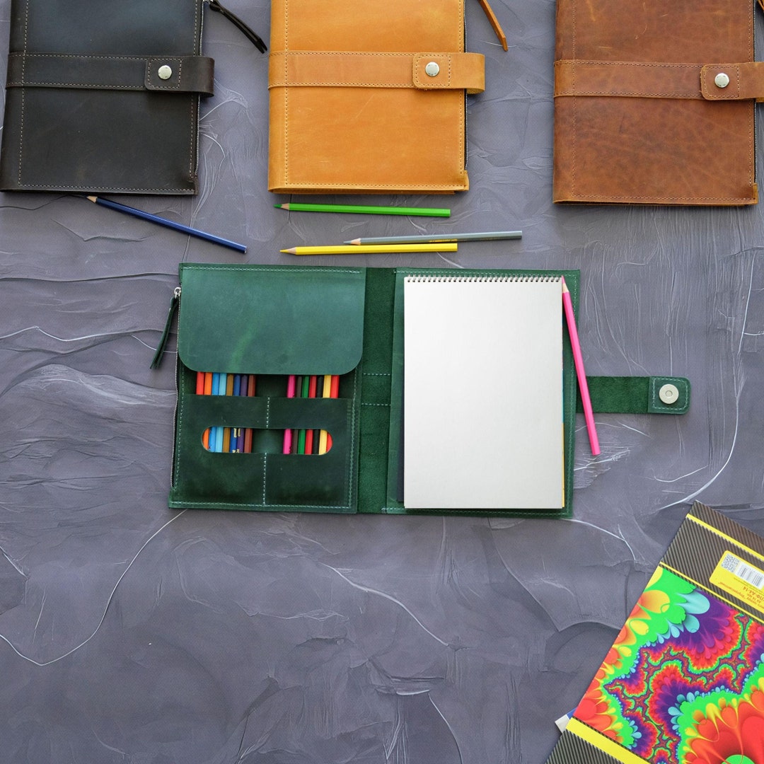 Leather Sketchbook Cover Personalized, Refillable Sketch Pad Cover ...