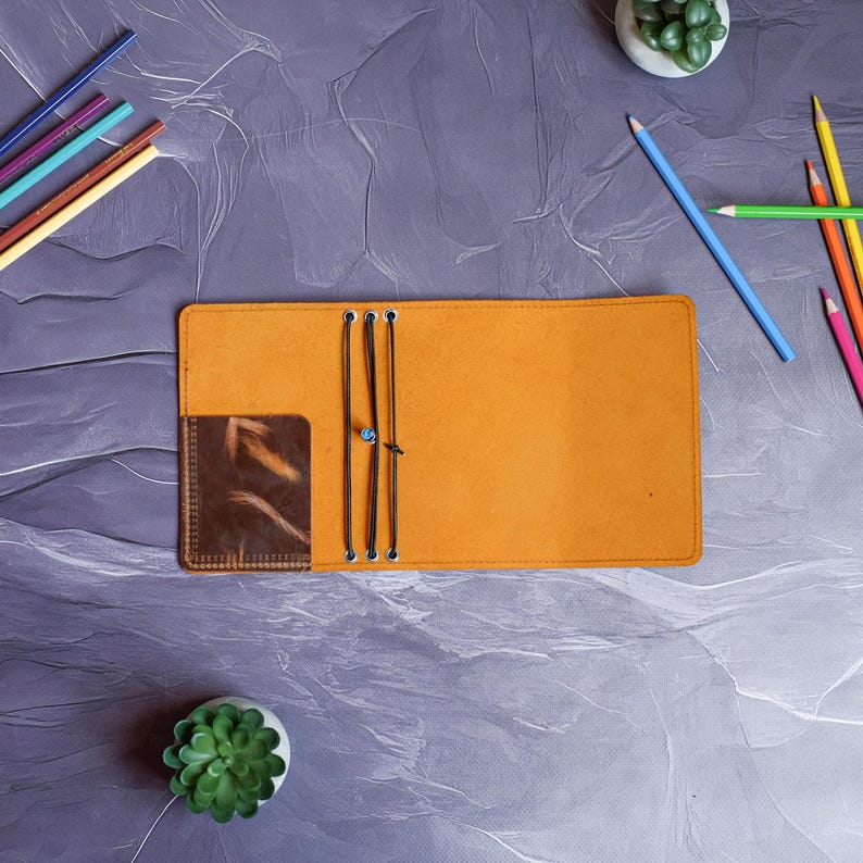 Trifold Leather Cover for Three Journals, Refillable Field Notes ...