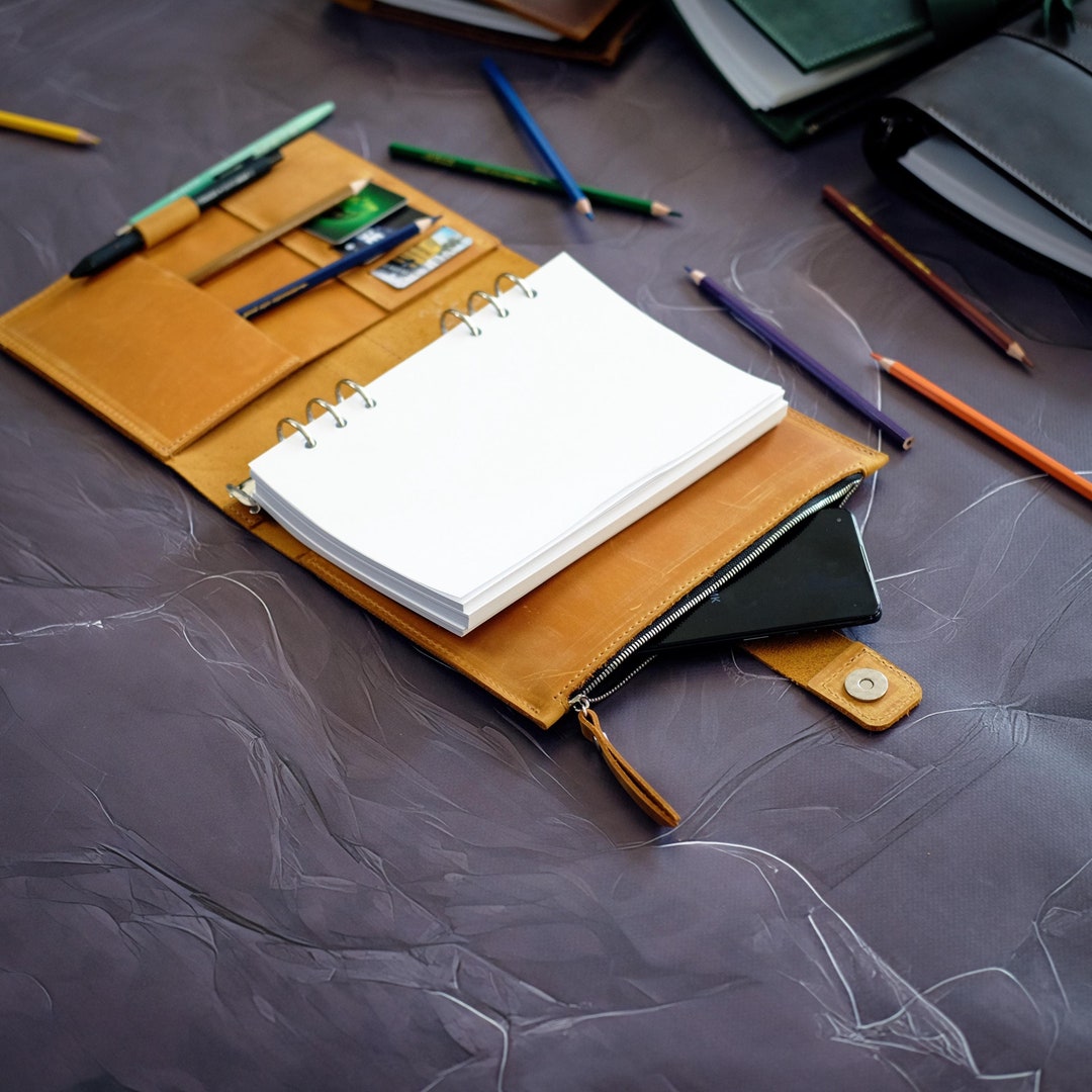 A4 A5 Binder, Ring Planner, Personalized Notebook, Distressed Leather ...