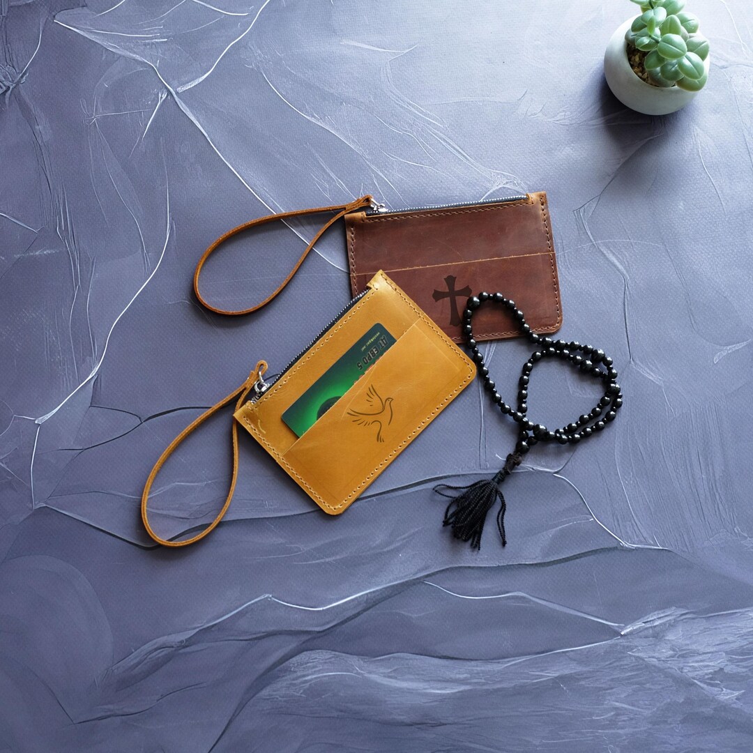 Leather Prayer Pouch, Small Purse for Cross Necklace for Communion ...