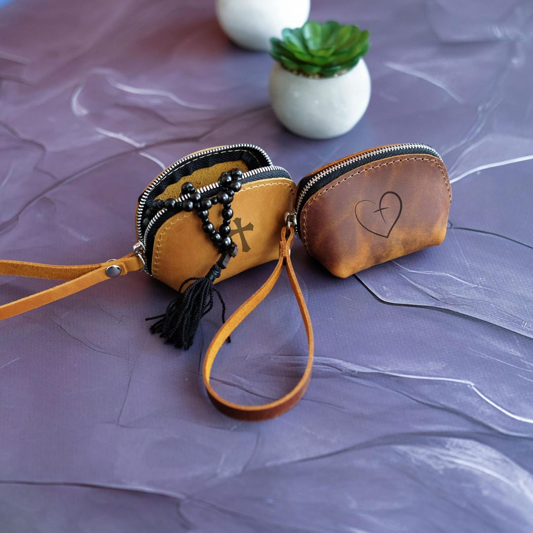Custom Rosary Pouch, Rosary Bead Purse, Godparent Gift, Leather Rosary ...