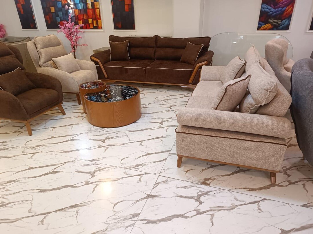 Elegant Fusion Sofa Set Model 2024 Dual Color Combination beige and ...