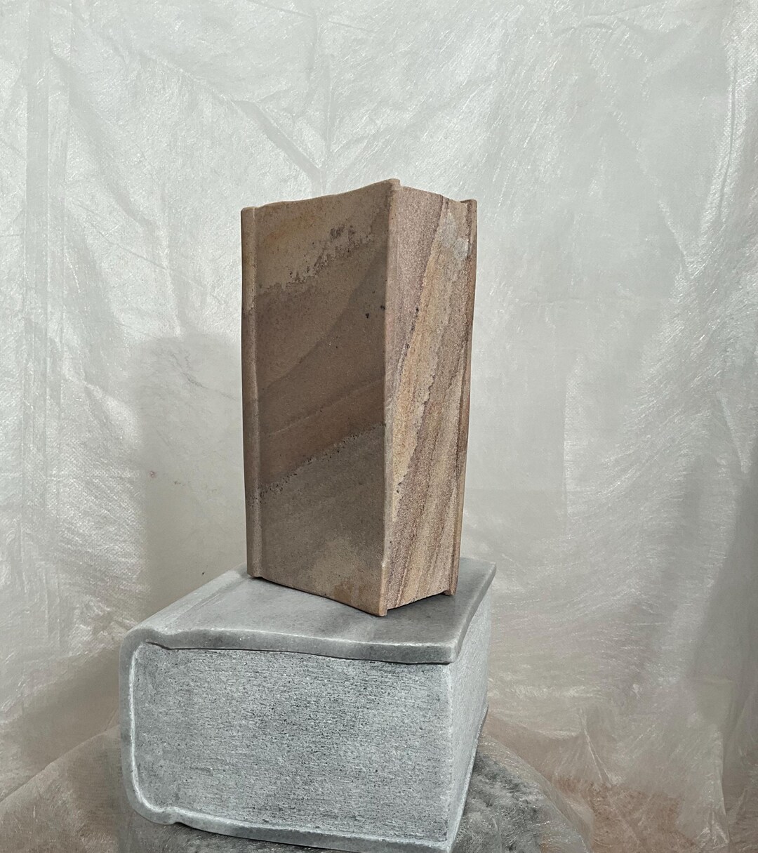 Elegant Book Made of Natural Stone, Bookend Made of Sandstone, Gift ...