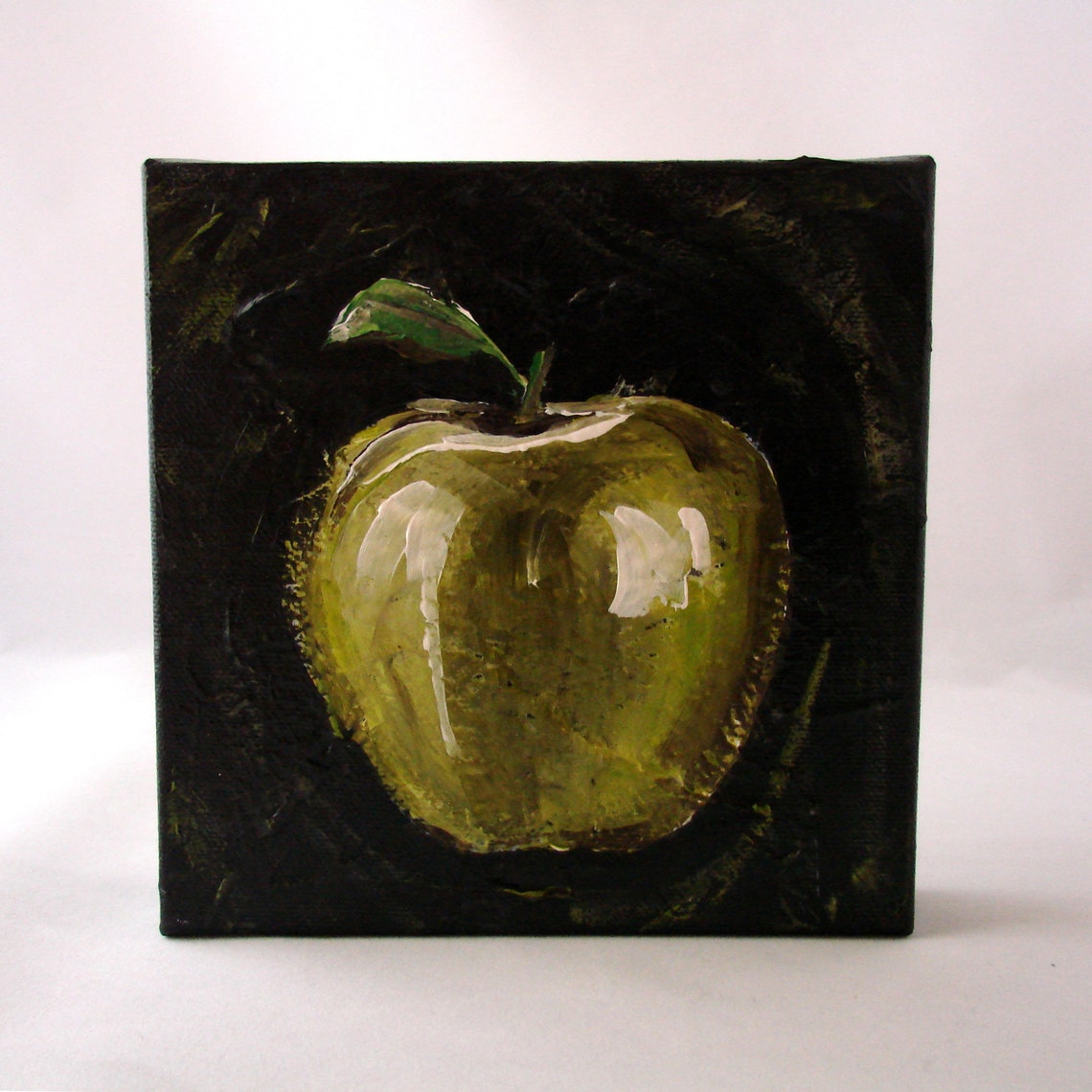 Green Apple Painting Original Artwork Small Acrylic - Etsy