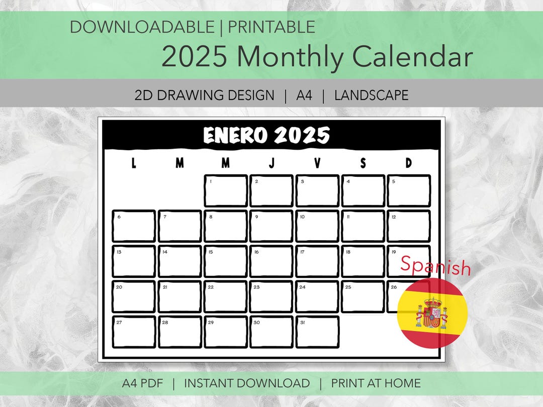 Spanish 2025 Calendar/planner | 2D Drawing Design | Instant Download ...