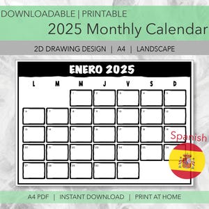 Spanish 2025 Calendar/planner | 2D Drawing Design | Instant Download ...