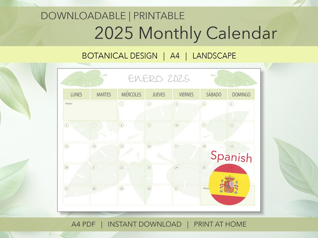 Spanish 2025 Calendar/planner | Botanical Design | Instant Download ...
