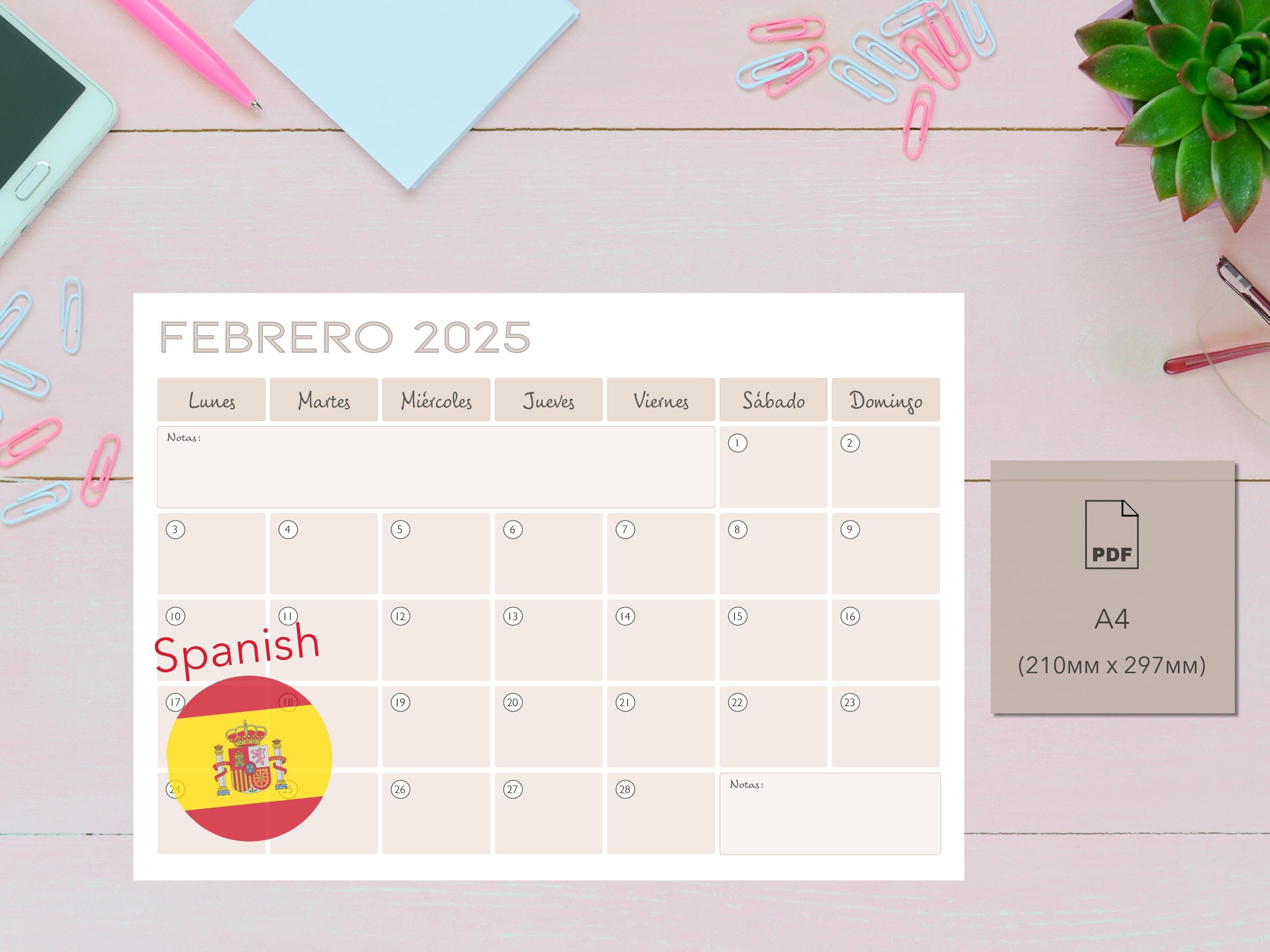 Spanish 2025 Calendar/planner | Simple Design | Instant Download Print ...