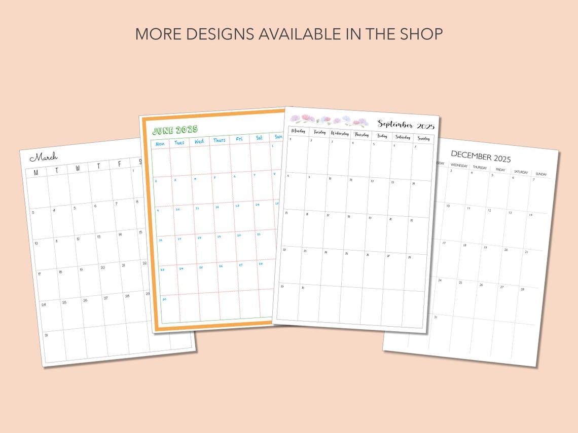 2025 Calendar/planner | Cute Design | Instant Download Print at Home ...