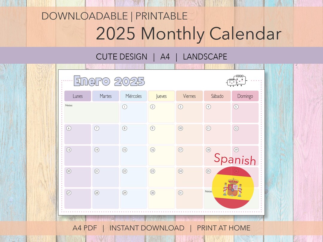 Spanish 2025 Calendar/planner | Cute Design | Instant Download Print at ...