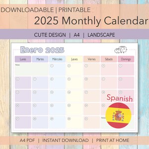 Spanish 2025 Calendar/planner | Cute Design | Instant Download Print at ...