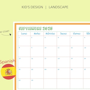 Spanish 2025 Calendar/planner | Kids Design | Instant Download Print at ...
