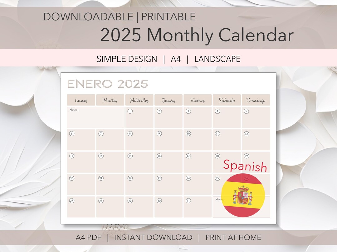 Spanish 2025 Calendar/planner | Simple Design | Instant Download Print ...