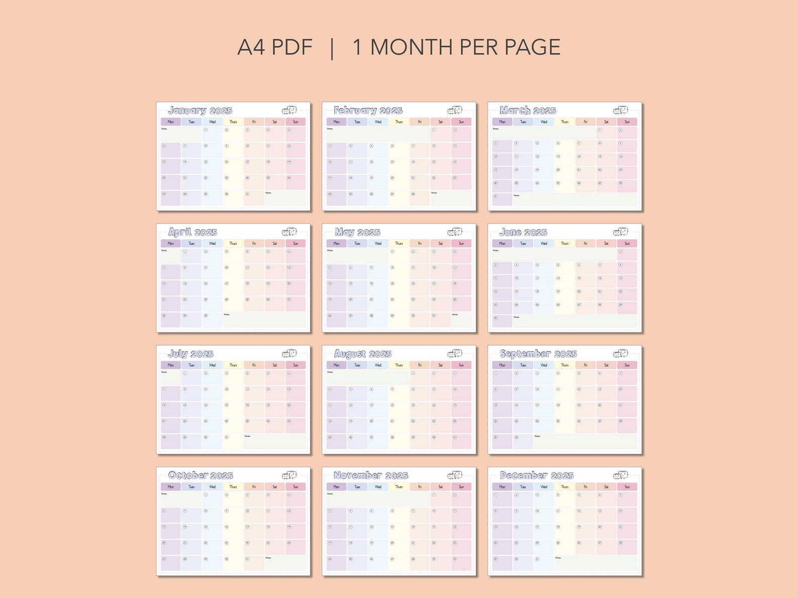 2025 Calendar/planner | Cute Design | Instant Download Print at Home ...
