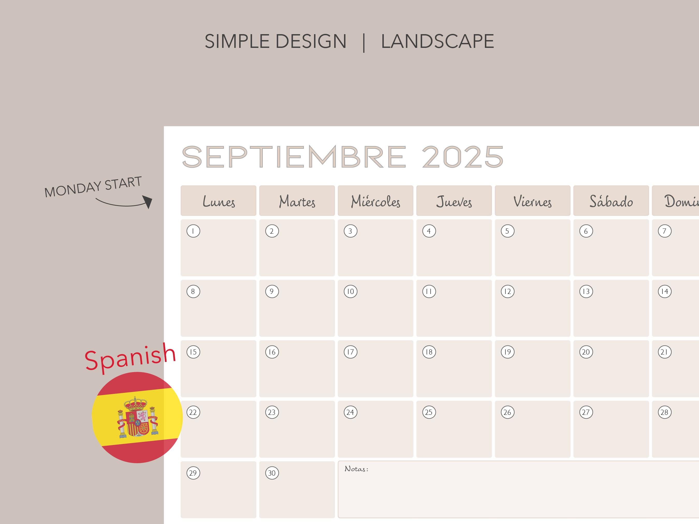Spanish 2025 Calendar/planner | Simple Design | Instant Download Print ...