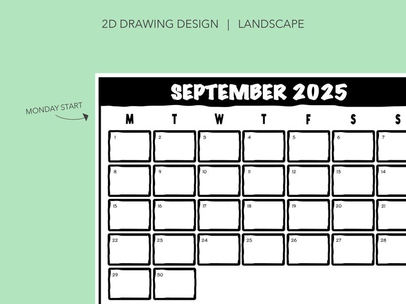 2025 Calendar/planner 2D Drawing Design Instant Download Print at Home ...