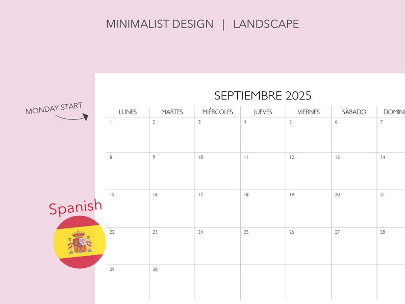 Spanish 2025 Calendar/planner | Minimalist Design | Instant Download ...