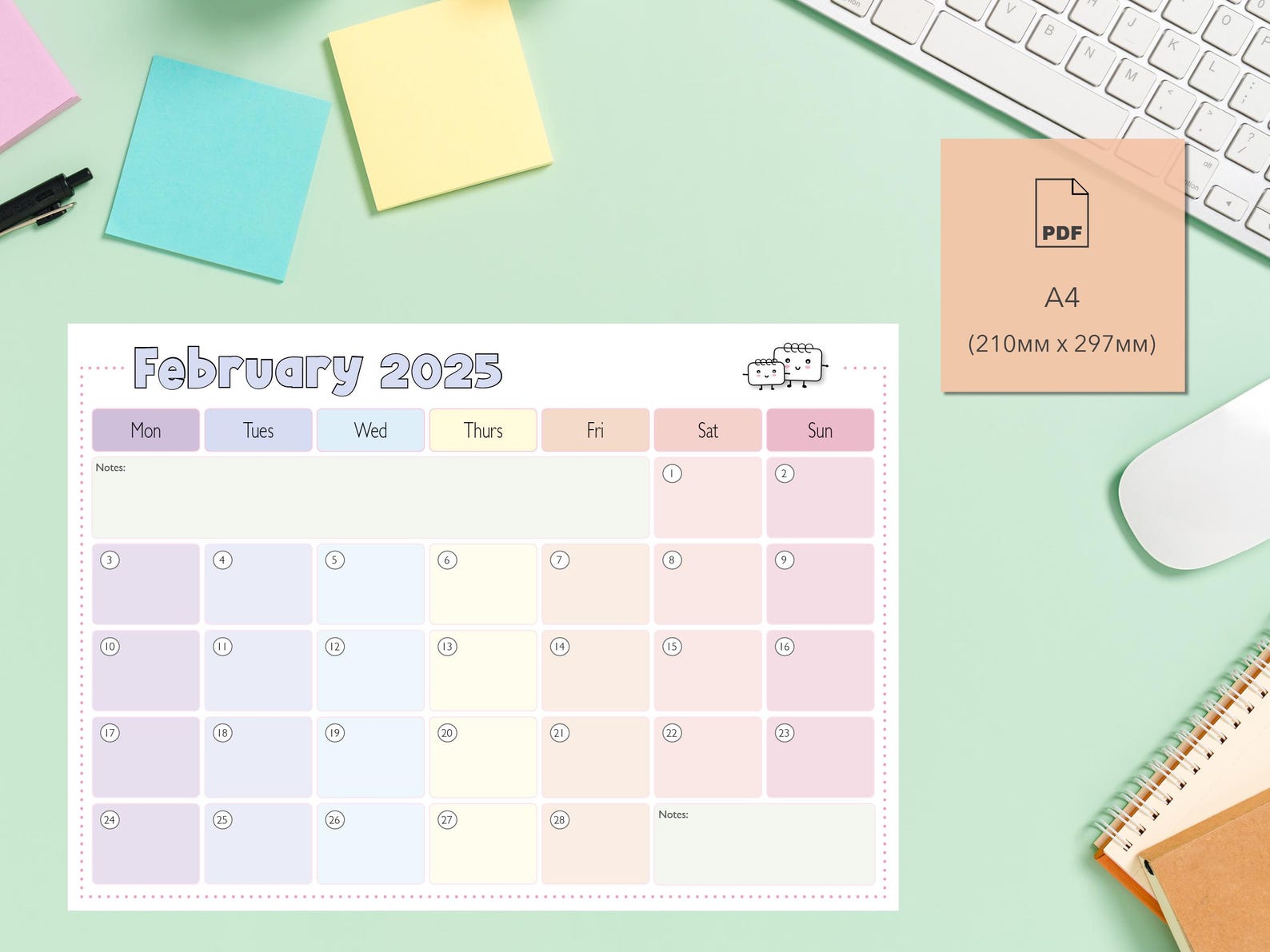 2025 Calendar/planner | Cute Design | Instant Download Print at Home ...