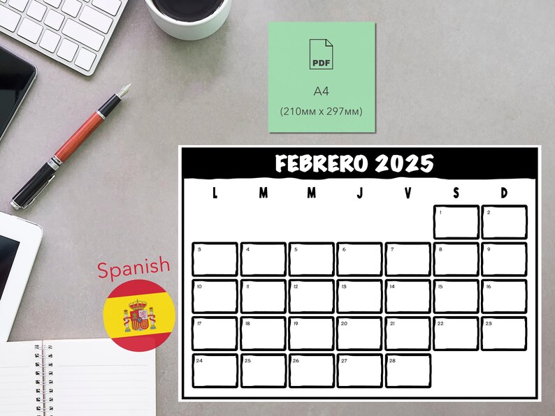 Spanish 2025 Calendar/planner | 2D Drawing Design | Instant Download ...