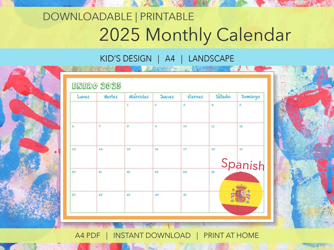 Spanish 2025 Calendar/planner | Kids Design | Instant Download Print at ...