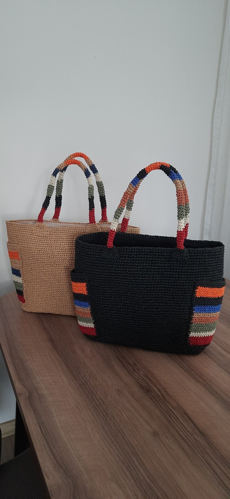 Crochet Bag,paper Yarn Bag, Colorful - Etsy