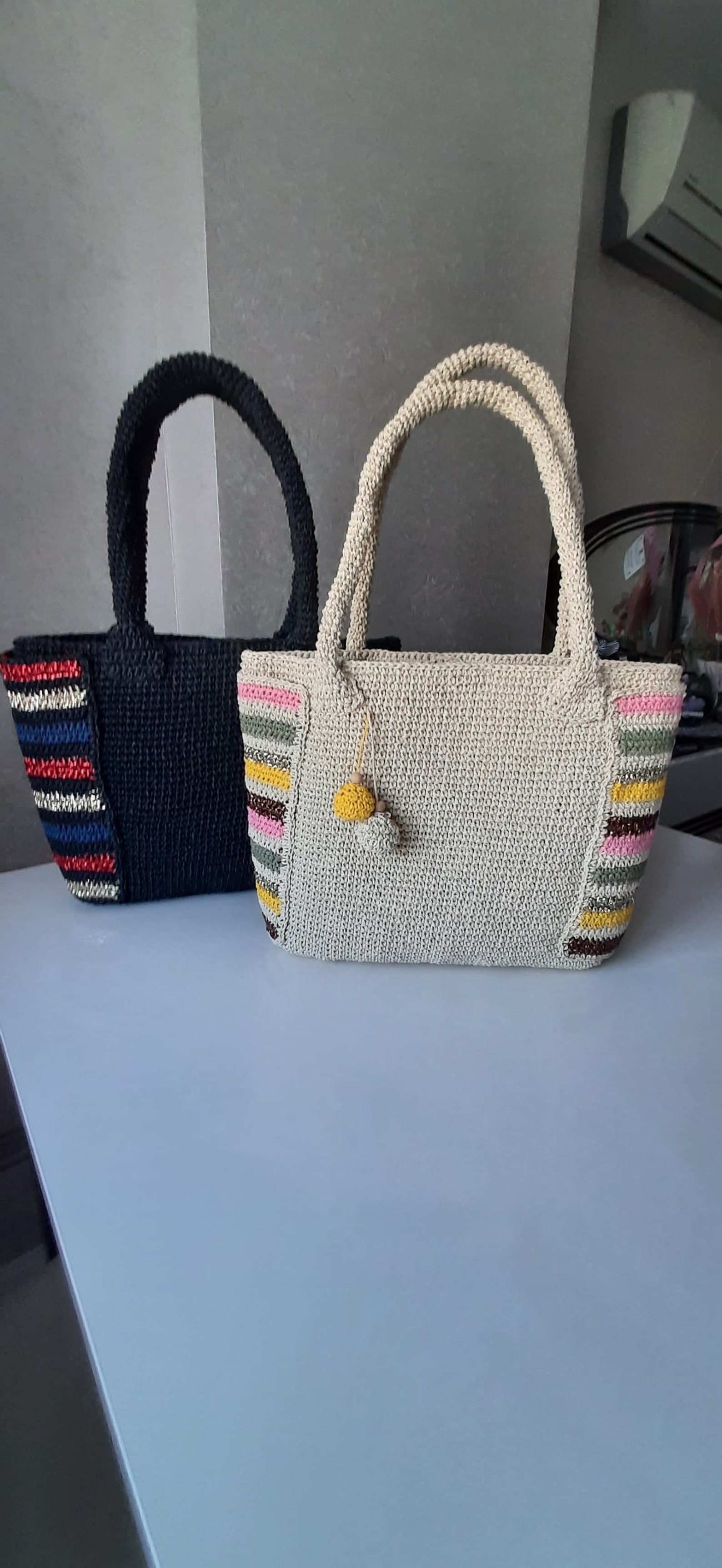 Crochet Bag,paper Yarn Bag, Colorful - Etsy