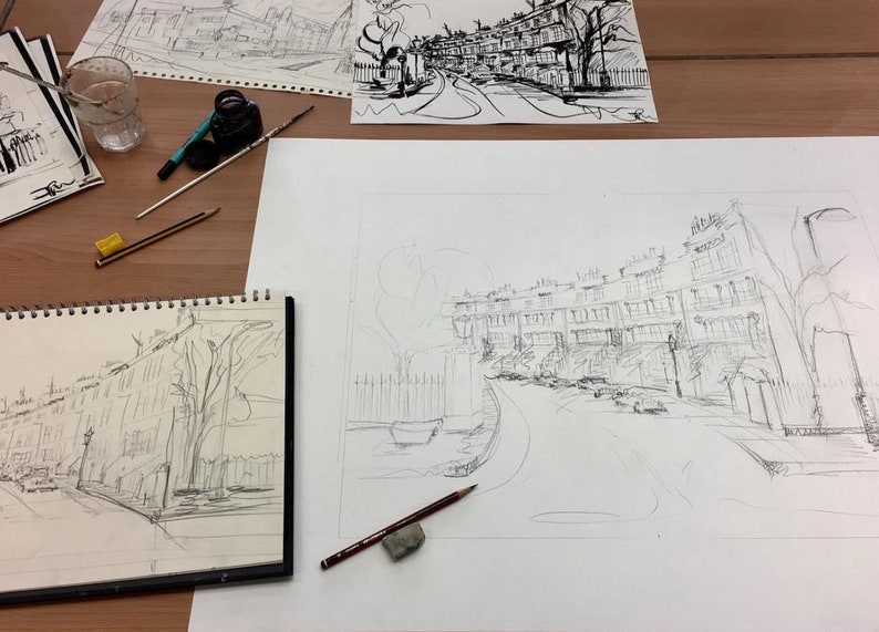 Custom Hand-drawn Home Portraits - Etsy