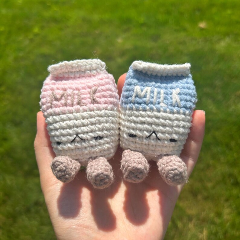 Jellycat-inspired Crochet Milk Carton Keychain | Strawberry & Classic ...