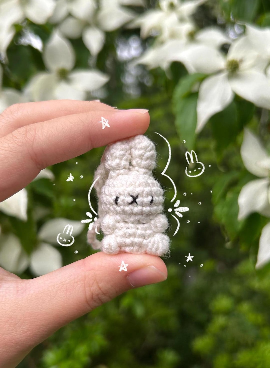 Cute Mini Miffy Crochet Keychain | Rice Pudding Miffy | Tiny Bunny Bag ...