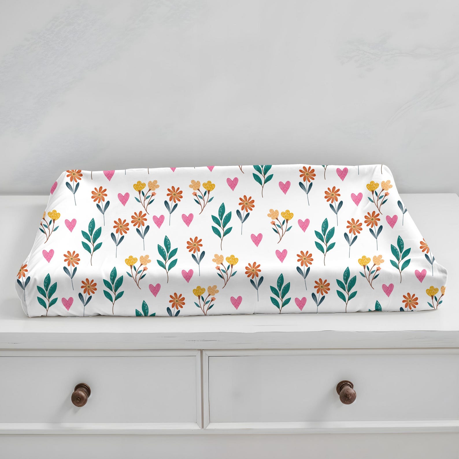 Floral Baby Changing Pad Cover Jersey Knit Soft Comfortable Stylish ...