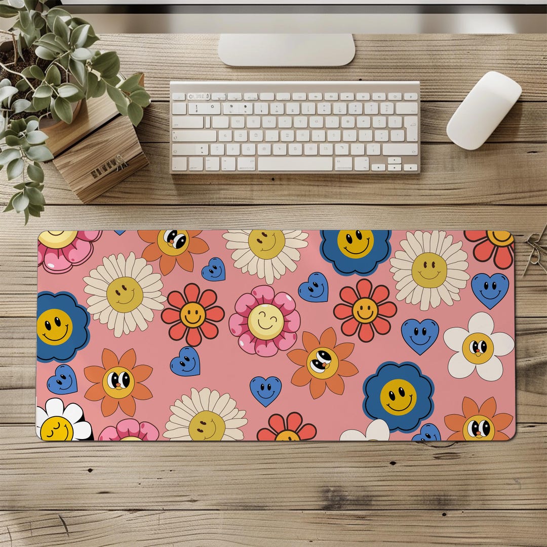 Desk Mat Retro 80S Aesthetic Gamer Desk Setup Xl Mouse Pad Vibrant ...