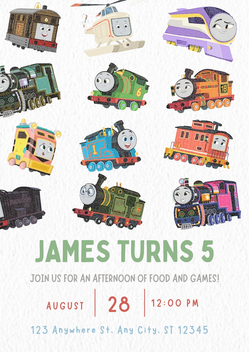 Kids Train Birthday Invitation - Etsy